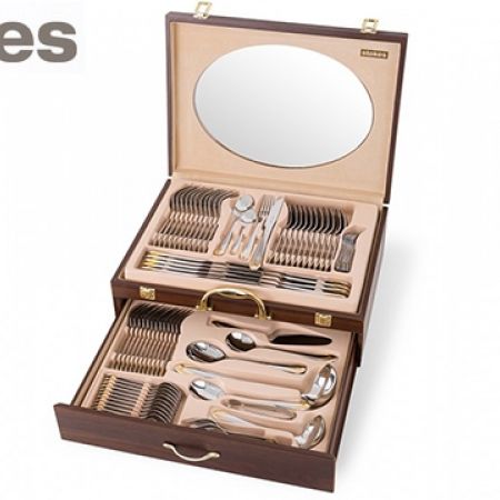 Stokes Set Of Stainless Steel Facet Flatware 84 Pcs - Makhsoom