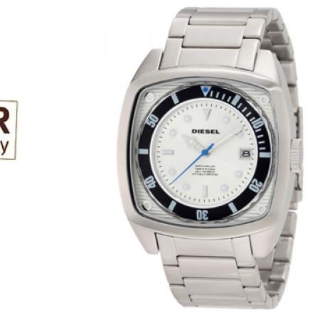 Diesel Silver Tone Dial Stainless Steel Square Watch For Men - Makhsoom