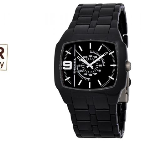 Diesel Analog Black Dial Black Acetate Square Watch For Men - Makhsoom