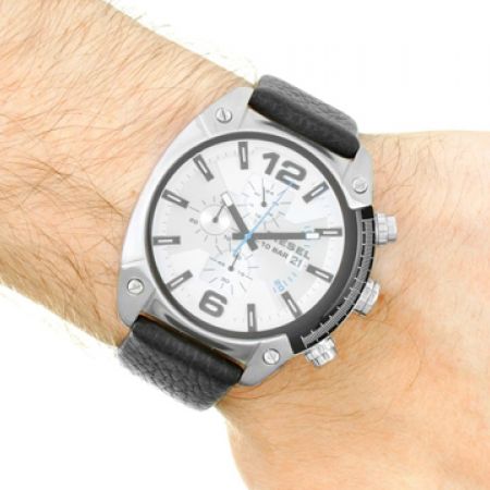 Diesel Overflow Chronograph Silver Dial Round Watch For Men - Makhsoom