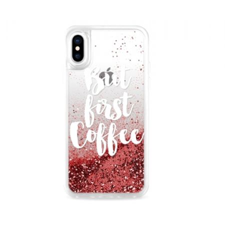 Casetify Rose Gold Liquid Glitter But First Coffee Phone Case For ...