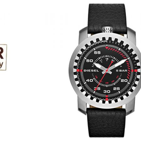 Diesel Rig Black Leather Strap Round Watch For Men - Makhsoom