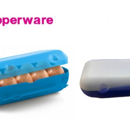 Tupperware Plastic Egg Storer For 10 Eggs - Blue/White - Makhsoom
