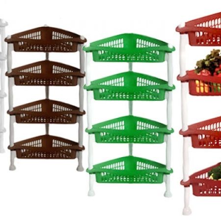 Plastic 4-Tier Triangular Vegetable Basket 86 x 46 x 31 cm - White ...