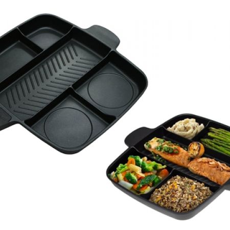 Multipurpose Non-Stick Black Divided Magic Pan 32 x 38 cm - Makhsoom
