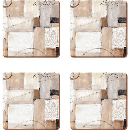 Creative Tops Set Of Neutral Abstract Premium Cork-Backed Coasters 4 ...