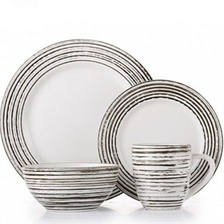 Stokes Stoneware White Birch Dinnerware Set 16 Pcs - Makhsoom