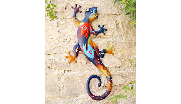 La Hacienda Steel Multicoloured Aztec Style Wall Lizard Art 68 x 37 x 4 ...