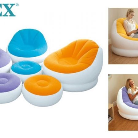 Intex Inflatable Colorful Cafe Chaise Chair With Foot Rest 109 x 104 x ...
