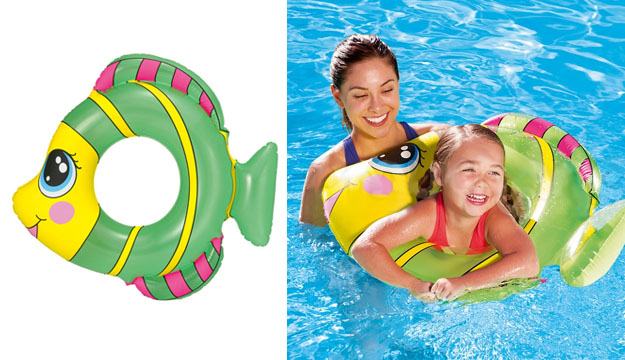 Bestway Inflatable Colorful Fish Swim Ring 81 x 76 cm - Green - Makhsoom