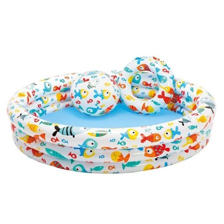Intex Inflatable Jungle Pool Set 3 Pcs 132 x 28 cm - Fish - Makhsoom