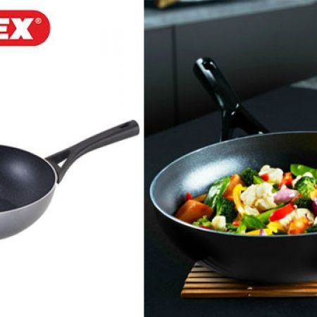 Pyrex Gusto Black Diamond Non Stick Aluminium Wok 28 cm - Makhsoom