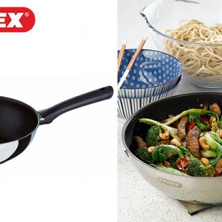 Pyrex Pronto Stainless Steel Non Stick Inductive Wok 24 cm - Makhsoom