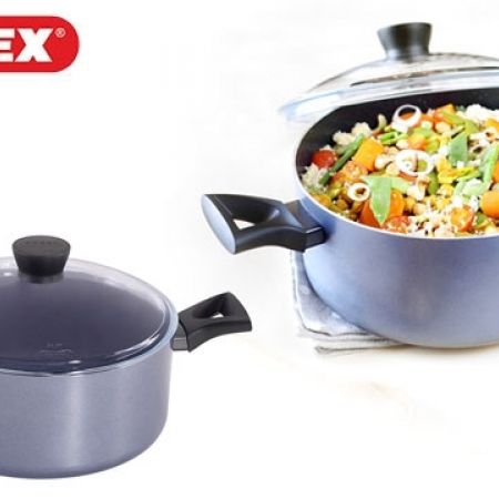 Pyrex Gusto Black Diamond Non Stick Aluminium Stewpot With Lid - 20 cm ...