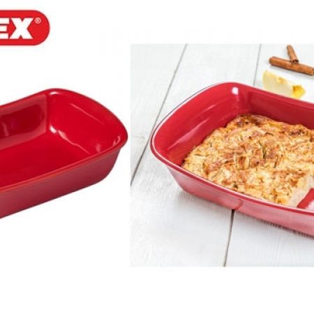 Pyrex Ceramic Supreme Cherry Red Rectangular Roaster - 26 x 18 cm ...