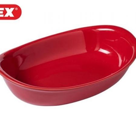 Pyrex Ceramic Supreme Cherry Red Oval Roaster - 26 x 18 cm - Makhsoom