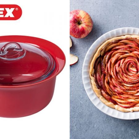 Pyrex Ceramic Supreme Cherry Red Round Casserole With Glass Lid 26 cm 2 ...