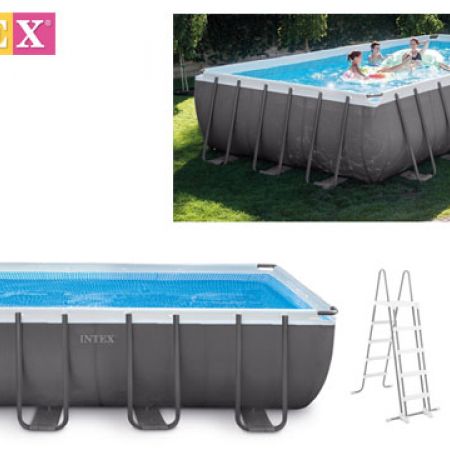Intex Ultra Frame Rectangular Pool Set With Filter Pump & Safety Ladder ...