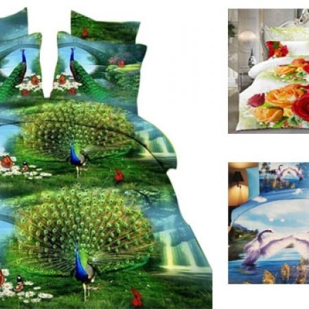 Set Of 4 Pcs 3D Digital Bedding Set For King & Queen Size 1 Pc Bed ...