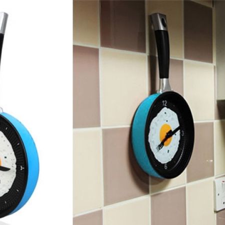 Novelty Stylish Blue Wall Clock Egg Pan 19 cm - Makhsoom