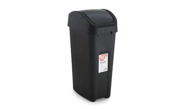 Ezy Slim Line Bin With Swing Top Lid - 32 L - Black - Makhsoom