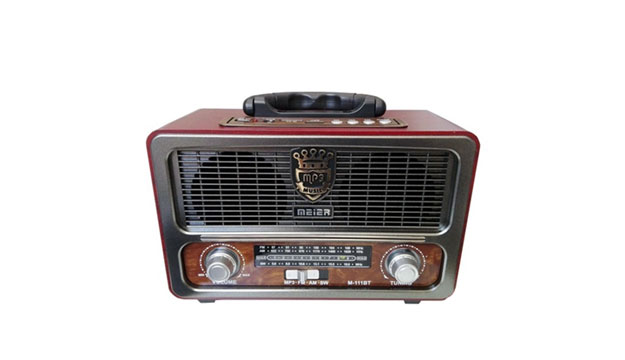 Meier M-111BT Rechargeable Nostalgic Radio Bluetooth Speaker With USB & Memory Port - Red/White ...