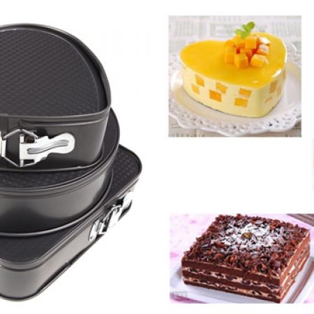 Set Of Non Stick Springform Pan In Different Shapes 3 Pcs - Makhsoom