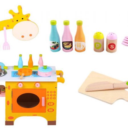 Giraffe Kitchen Educational Wooden Toy Playset 74.5 x 53.5 x 22 cm ...