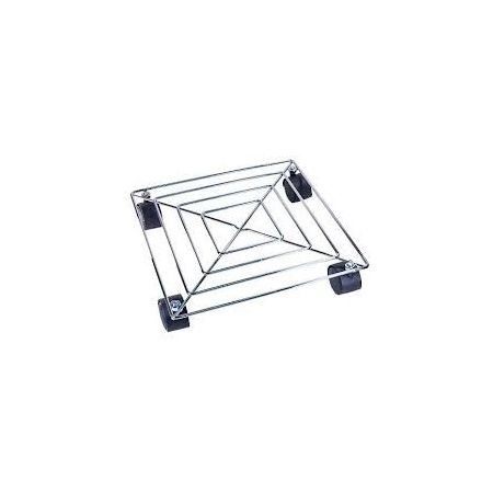 Square Plant Chrome Pot Stand With Wheels 28 x 28 x 6 cm - Makhsoom