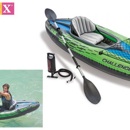 Intex Inflatable Challenger K1 Kayak Set 274 x 76 x 33 cm - Makhsoom