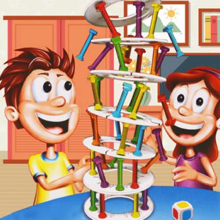 Wobbly Tower Collapse Game Stacking - Makhsoom