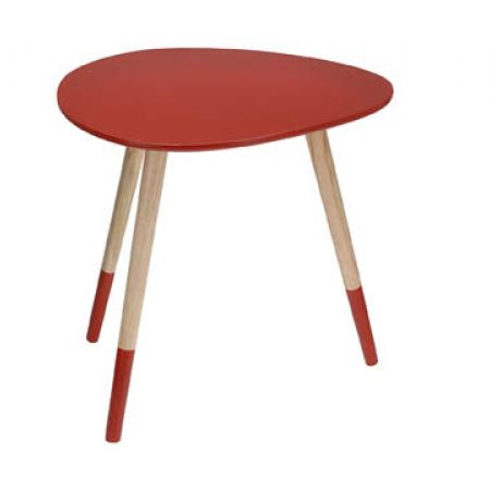 Wooden Red Teardrop Shape Side Table 48 x 48 x 40 cm - Makhsoom