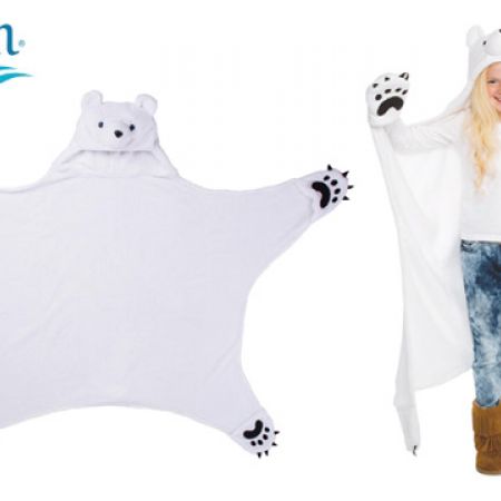 Fin Fun Wild Things Snowcap Polar Bear Super Soft Blanket For Kids ...