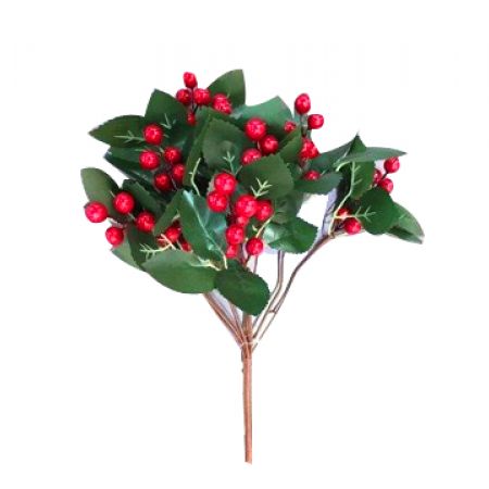 Artificial Holly Bush With Red Berries Christmas Plant Decoration ...