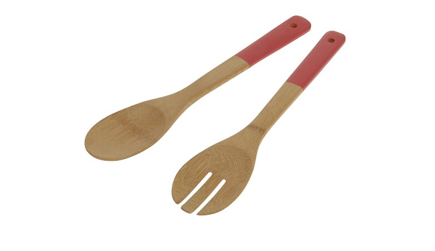 Set Of Bamboo Salad Servers 2 Pcs - Blue - Makhsoom