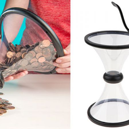 Vortex Transparent Funnel Gravity Rotating Coin Bank Box - Makhsoom