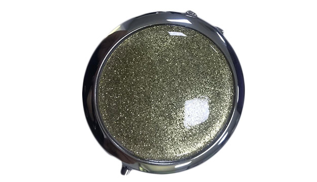 Glittery Round Folding Mirror - Gold - Makhsoom