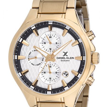 Daniel Klein DKP7-12133 Stainless Steel Exclusive Gold Round Watch For ...