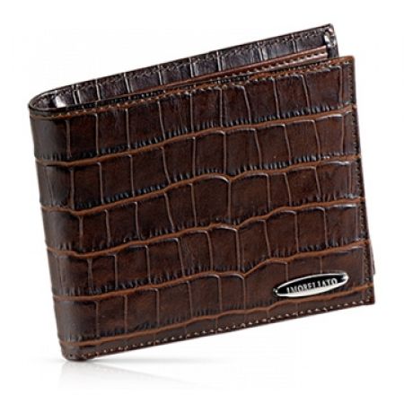 Morellato Brown Alligator Calf Leather Wallet For Men - Makhsoom