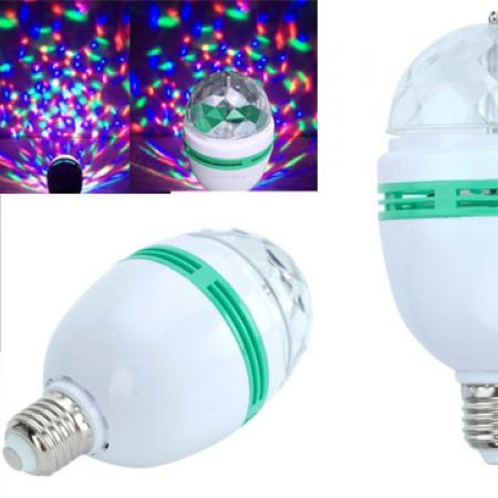 360 Degree Rotating Full Color LED Crystal Disco Bulb Light - Makhsoom
