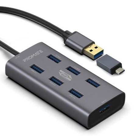 Promate EzHub-7 Aluminium Alloy Powered 7 USB 3.0 Ports USB Hub - Makhsoom