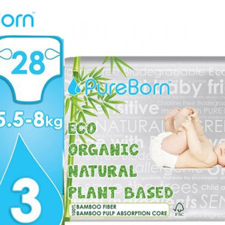 PureBorn Diapers Size 3 Single Pack 5.5 To 8 Kg 28 Pcs - Makhsoom