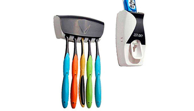 Automatic Toothpaste Squeezing Device With 5 Toothbrush Holder - Green ...